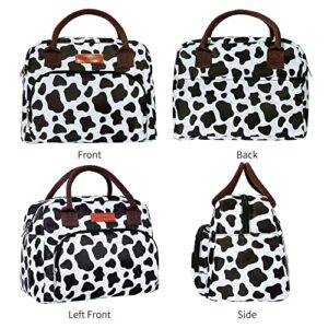 Lunch bag Women Cow print lunch box for women Insulated Lunch Bags for Women/Men - Large Adult lunch bags for women,Durable Cooler Lunch Tote Bag for Work School birthday gifts for women