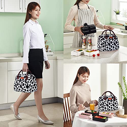 Lunch bag Women Cow print lunch box for women Insulated Lunch Bags for Women/Men - Large Adult lunch bags for women,Durable Cooler Lunch Tote Bag for Work School birthday gifts for women