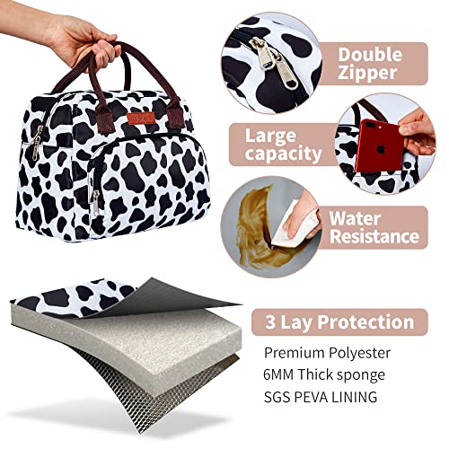 Lunch bag Women Cow print lunch box for women Insulated Lunch Bags for Women/Men - Large Adult lunch bags for women,Durable Cooler Lunch Tote Bag for Work School birthday gifts for women