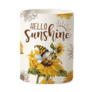 rabbitable sunflower utensil holder-sunflower kitchen decor-cooking tools sunflower gnome kitchen gifts for women-modern farmhouse ceramic utensil crock with non-slip mat for home table party decor