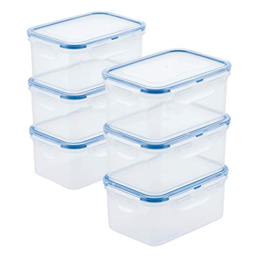 LocknLock Easy Essentials Storage Food Storage Container Set/Food Storage Bin Set, Clear, 20 Oz (Pack of 6)