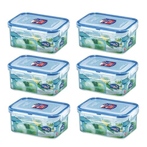 LocknLock Easy Essentials Storage Food Storage Container Set/Food Storage Bin Set, Clear, 20 Oz (Pack of 6)