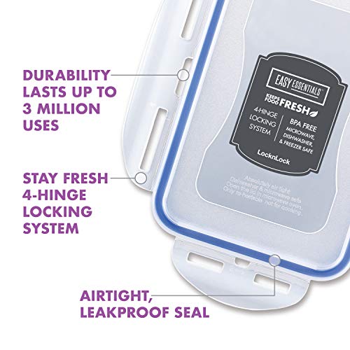 LocknLock Easy Essentials Storage Food Storage Container Set/Food Storage Bin Set, Clear, 20 Oz (Pack of 6)