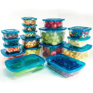 mr. lid premium attached storage containers | permanently attached plastic lid, never lose | space saving (17 piece set)