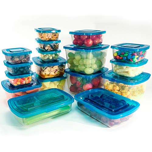 Mr. Lid Premium Attached Storage Containers | Permanently Attached Plastic Lid, Never Lose | Space Saving (17 Piece Set)