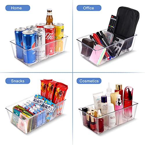 Food Storage Organizer Bins with Dividers, Clear Plastic Storage Bins for Packets, Snacks, Pouches, Spice Packets, Stackable Fridge Organizers for Pantry, Kitchen, Cabinet Organization and Storage