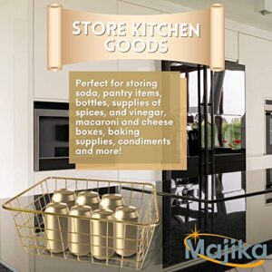 Majika 2 Piece Gold Wire Basket Set - Storage | Decor | Crafts | Kitchen Organizing | Great for Closets | Cabinets | Pantries | Tables | Counter Tops | Office Storage | Nesting Baskets |