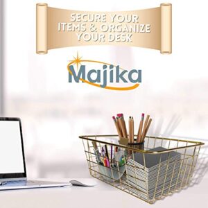 Majika 2 Piece Gold Wire Basket Set - Storage | Decor | Crafts | Kitchen Organizing | Great for Closets | Cabinets | Pantries | Tables | Counter Tops | Office Storage | Nesting Baskets |