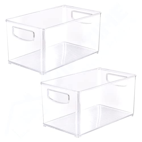 Lifetime Appliance Parts UPGRADED 2 x Clear Organizer Storage Bin with Handle Compatible with Kitchen I Best Compatible with Refrigerators, Cabinets & Food Pantry - 10" x 5" x 6"