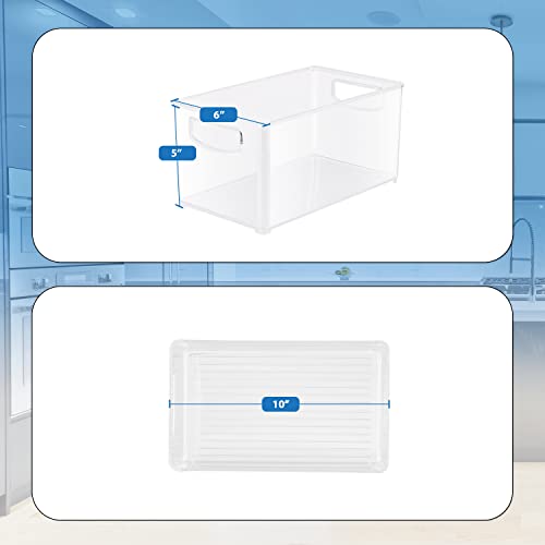 Lifetime Appliance Parts UPGRADED 2 x Clear Organizer Storage Bin with Handle Compatible with Kitchen I Best Compatible with Refrigerators, Cabinets & Food Pantry - 10" x 5" x 6"