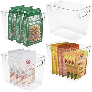 bhome & co 4 plastic storage containers for organizing – pantry organization and storage bins, acrylic clear plastic storage bins – cabinet fridge freezer bathroom organizer bins- kitchen organization