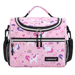 luremade kids insulated lunch box for girls lunch bag women boys toddler teen school daycare kawaii cute travel bags (magic unicorns)