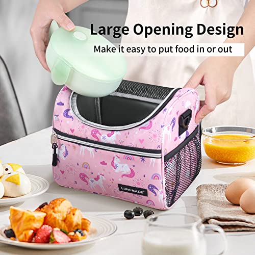 LUREMADE Kids Insulated Lunch Box for Girls Lunch Bag Women Boys Toddler Teen School Daycare Kawaii Cute Travel bags (Magic Unicorns)