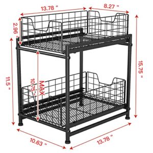 LIDYUK Under Sink Organizer, 2-Tier Kitchen Cabinet Organizer with Sliding Storage Basket Drawers, for Bathroom, Kitchen, Office, Black