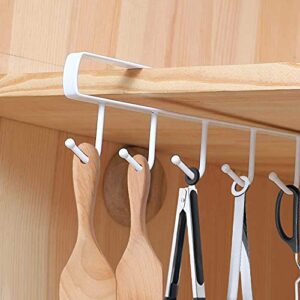 Fusiontec Cup Holder Hanger Under Cabinet - Mug Hook Hanger Under Shelf - 3pcs x 6 Hook Coffee Cup Mug Holder Hanger for Kitchen - Fit for 0.8 Inch Thickness Shelf or LessˆWhite‰