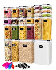 airtight food storage containers, 24 pcs kitchen pantry organization and storage, large plastic cereal containers with lids, containers for food, rice, flour, cereal, include measuring spoons, labels