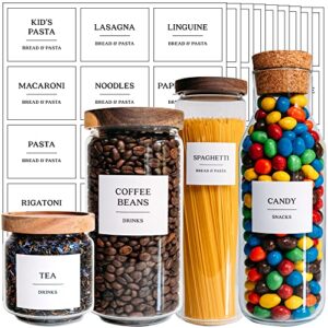 mason & mahogany 300 pantry labels for food containers, kitchen labels for containers, food labels for containers, organization labels for storage bins, container labels, minimalist labels