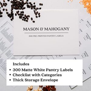 Mason & Mahogany 300 Pantry Labels for Food Containers, Kitchen Labels for Containers, Food Labels for Containers, Organization Labels for Storage Bins, Container Labels, Minimalist Labels