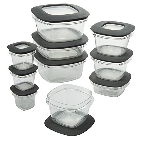 Rubbermaid Premier Easy Find Lids Meal Prep and Food Storage Containers, Set of 10 (20 Pieces Total), Grey |BPA-Free & Stain Resistant