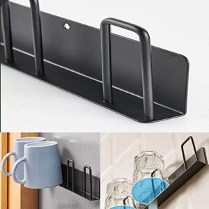 2pcs Mug Hooks Wall-Mounted Mug Holder,BAIEUEJO Coffee Cups Holder Hanger no Drilling,Mug Rack Hooks with 4 Cup Holders,Cups Storage Hooks ​for Kitchen, Living Room, Office(Black)