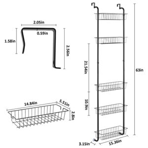 melos Over The Door Pantry Organizer Rack, 6-Tier Heavy-Duty Metal Back Of Door Shelf Organizer, Over The Door Hanging Spice Rack With 6 Full Baskets - Cans, Storage, Closet, Bathroom, Kitchen, 15in