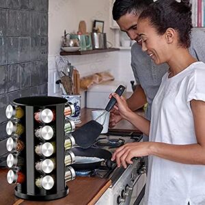 Revolving Spice Rack Organizer with 20 Jars, Spice Organizer for Cabinets Countertop, Stainless Steel Seasoning Organizer Rotating Tower Organizer Spice Storage Holder Shelf for Kitchen (No Spices)