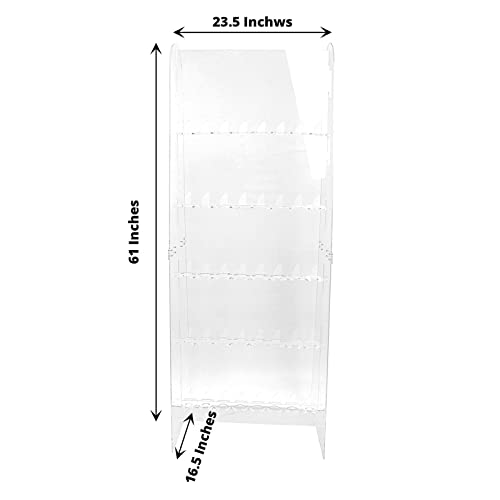 Efavormart 5ft Clear Acrylic 5-Tier Wine Glass Stemware Rack, Champagne Flute Holder Wall Stand