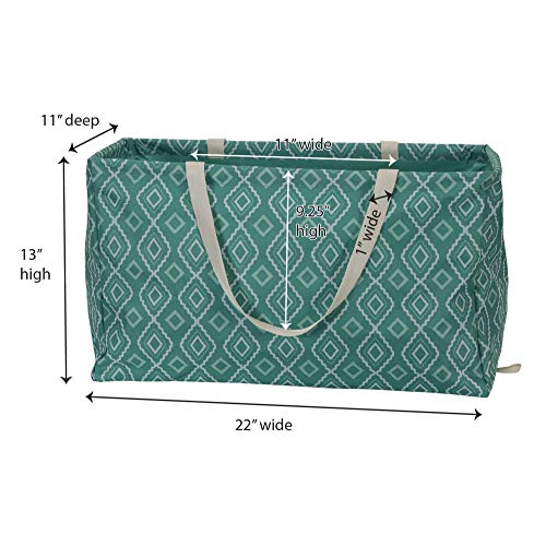 Household Essentials 2243 Krush Canvas Utility Tote | Reusable Grocery Shopping Laundry Carry Bag | Teal with White Diamonds, 22" L X 11" W X 13" H