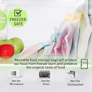 AGMZ Reusable Food Storage Bags - 6 Pack(3 Grey & 3 Blue) - EXTRA THICK Reusable Freezer Bags - BPA Free, Easy Seal & LEAKPROOF Food Storage Bags for Marinate Food, Fruits, Sandwich, Snack, Meal Prep, Travel Item