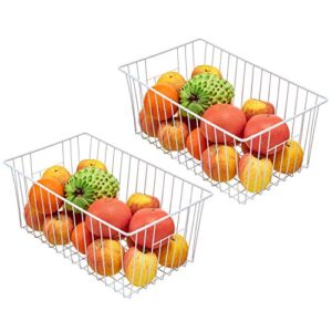 16inch Freezer Wire Storage Organizer Baskets, Household Refrigerator Bins with Built-in Handles for Cabinet, Pantry, Closet, Bedroom