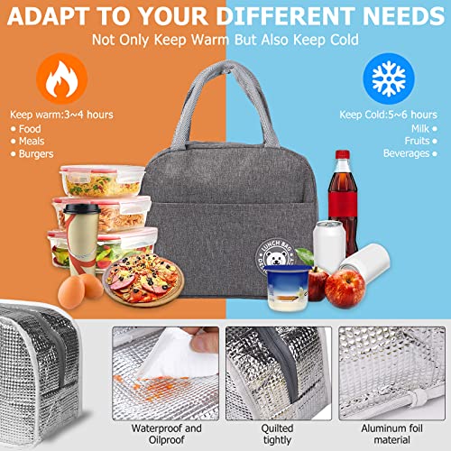 AURUZA Insulated Lunch Bag 2pack,Reusable Meal Prep Lunch Bag for Work,Adult Portable Tote Lunch bags,Waterproof,with small pocket,For work/School/Picnic/Camping/Beach/Park