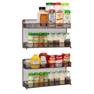 caxxa 2 pk 2 tier mesh kitchen counter-top or wall mount spice rack jars storage organizer, bronze