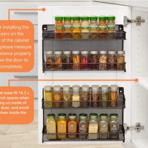 CAXXA 2 PK 2 Tier Mesh Kitchen Counter-top or Wall Mount Spice Rack Jars Storage Organizer, Bronze