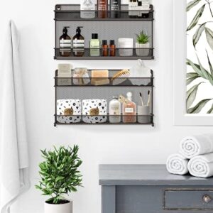 CAXXA 2 PK 2 Tier Mesh Kitchen Counter-top or Wall Mount Spice Rack Jars Storage Organizer, Bronze