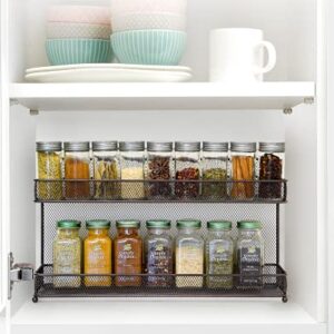 CAXXA 2 PK 2 Tier Mesh Kitchen Counter-top or Wall Mount Spice Rack Jars Storage Organizer, Bronze