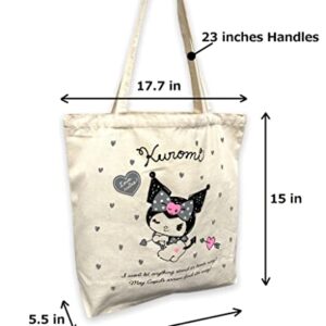 EITAI Sanrio Kuromi Cute Tote Bag, Shopping Bag, Kitchen Reusable Grocery Bag, 15 in(H) x 11.8 in(L) x 5.5 in(W)