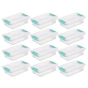 sterilite 19618606 small clip box clear storage tote container w/ lid (12 pack)