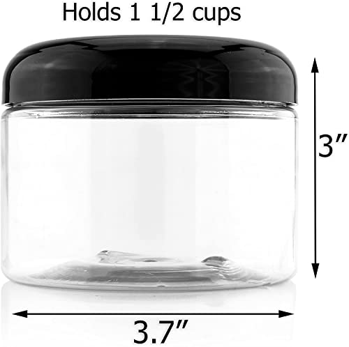 Cornucopia Brands 16oz Clear Plastic Jars w/Domed Lids (6 pack); BPA Free PET Stackable Straight Sided Canisters for Bathroom & Kitchen Storage