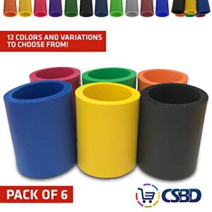 CSBD Blank Beer Can Huggers, 6 Pack, Insulated Cooler for Alcohol and Soft Drinks, Flexible Drink Caddies for DIY Projects, Parties, Events, Weddings or Branding (6, Assorted)