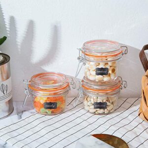 Small Glass Jars With Airtight Lids,Encheng Glass Spice Jars 5 oz,Maosn Jars With Leak Proof Rubber Gasket 150ml,Glass Storage Containers With Hinged Lid,Kitchen Canisters 12 Pack … …