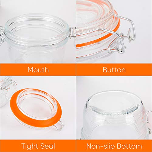 Small Glass Jars With Airtight Lids,Encheng Glass Spice Jars 5 oz,Maosn Jars With Leak Proof Rubber Gasket 150ml,Glass Storage Containers With Hinged Lid,Kitchen Canisters 12 Pack … …