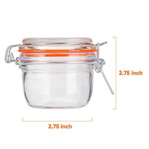 Small Glass Jars With Airtight Lids,Encheng Glass Spice Jars 5 oz,Maosn Jars With Leak Proof Rubber Gasket 150ml,Glass Storage Containers With Hinged Lid,Kitchen Canisters 12 Pack … …