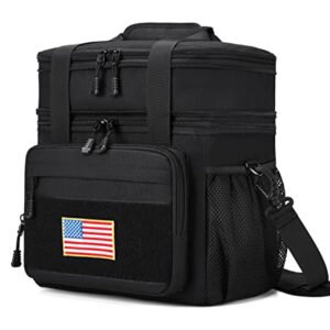 holuxer Large Expandable Tactical Lunch Box for Men, Durable Insulated Leakproof Lunch Bag, Heavy Duty Cooler Bag for Work Outdoor Picnic Travel Office Adults, Black, 15L