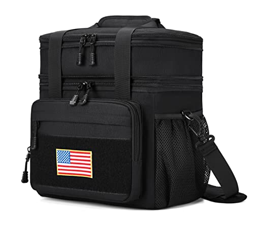 holuxer Large Expandable Tactical Lunch Box for Men, Durable Insulated Leakproof Lunch Bag, Heavy Duty Cooler Bag for Work Outdoor Picnic Travel Office Adults, Black, 15L