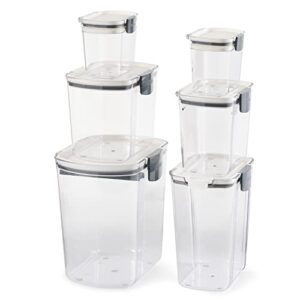 progressive prepworks prokeeper 6 piece kitchen clear plastic airtight food storage organization container baking canister set, white