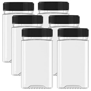 14 ounce storage jars refillable clear plastic jars for kitchen and household storage, 6 pack