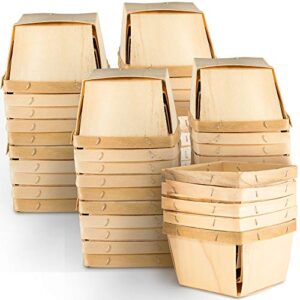 one pint wooden gift baskets (10 pack); for picking fruit or arts, crafts and decor; 4″x4″x2.5″ square vented wood boxes