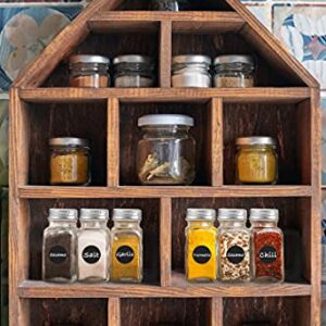 ROYALHOUSE 12 Pcs Glass Spice Jars/Bottles - 4oz Empty Square Spice Containers with Spice Labels and Airtight Metal Caps with Shaker Lids