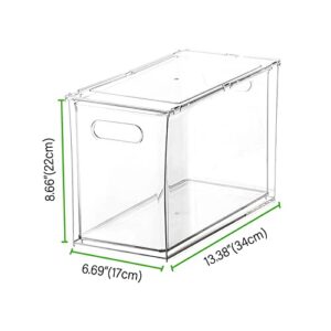 shopwithgreen Refrigerator Organizer Bins with Pull-out Drawer, Drawable Clear Fridge Drawer Organizer with Handle, Plastic Kitchen Pantry Storage Containers (1 Tall)