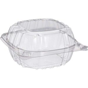 dart solo small clear plastic hinged food container 6×6 for sandwich salad party favor cake piece (pack of 50)